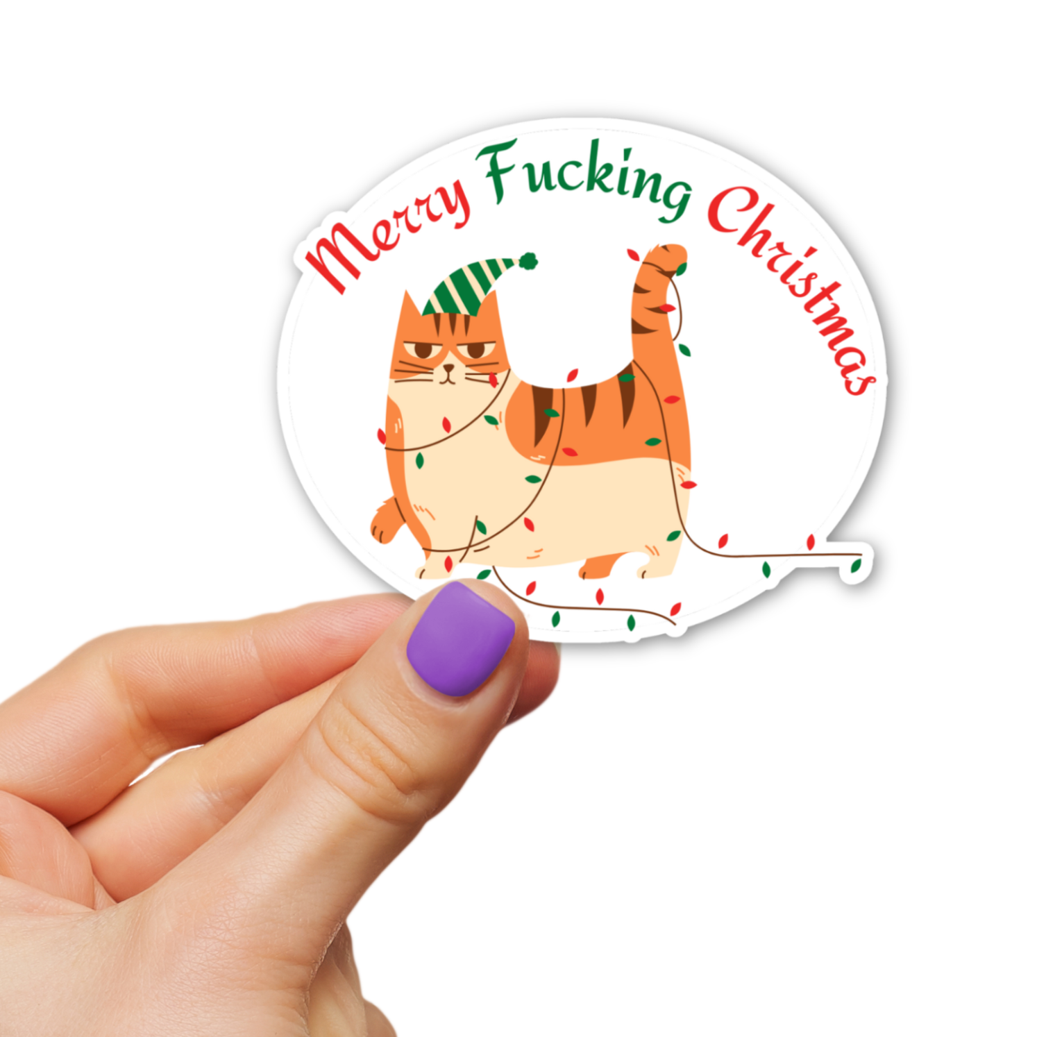 Cat Merry Fucking Christmas Sticker Kinkmas Captive Collars