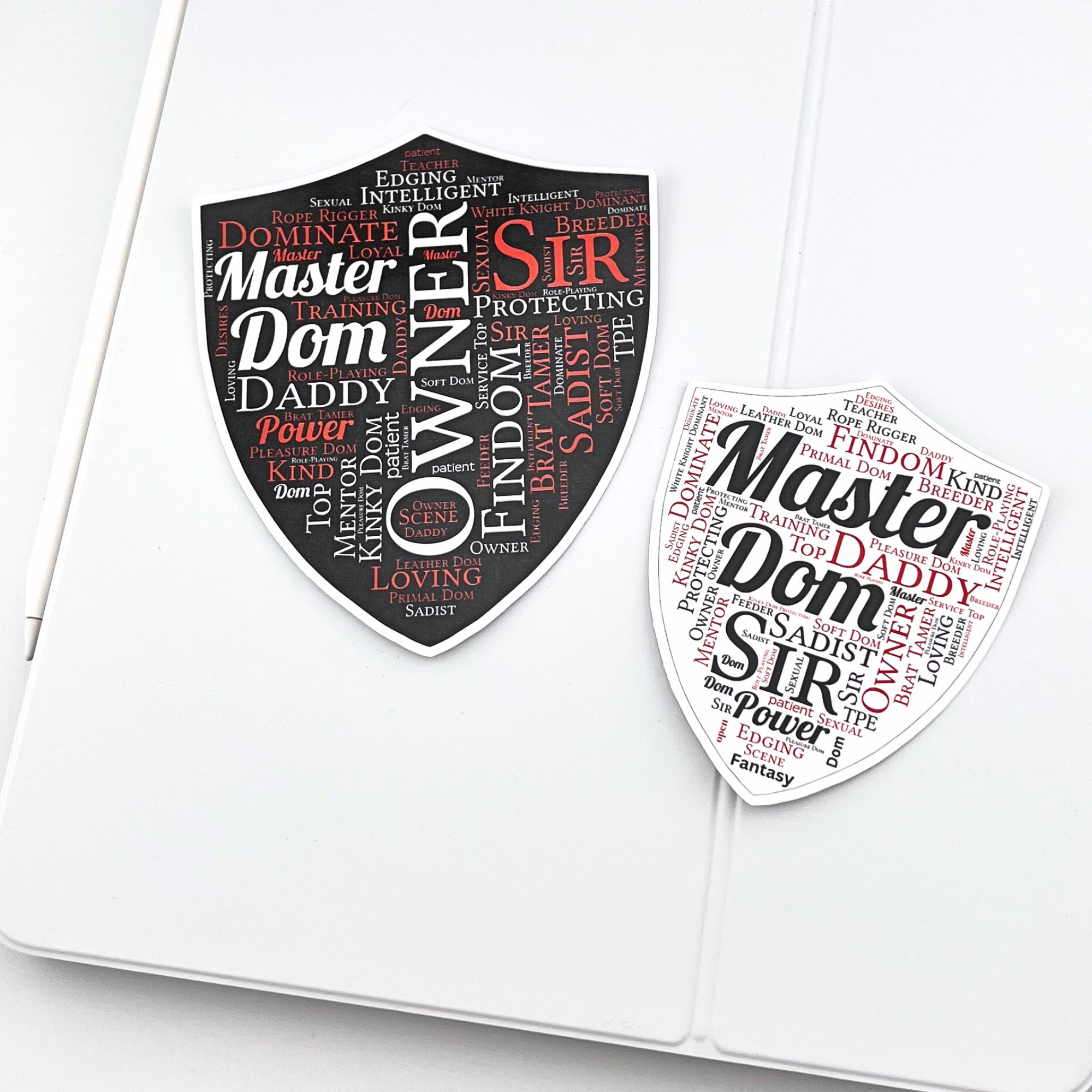 Dom Shield Word Art Sticker – Captive Collars
