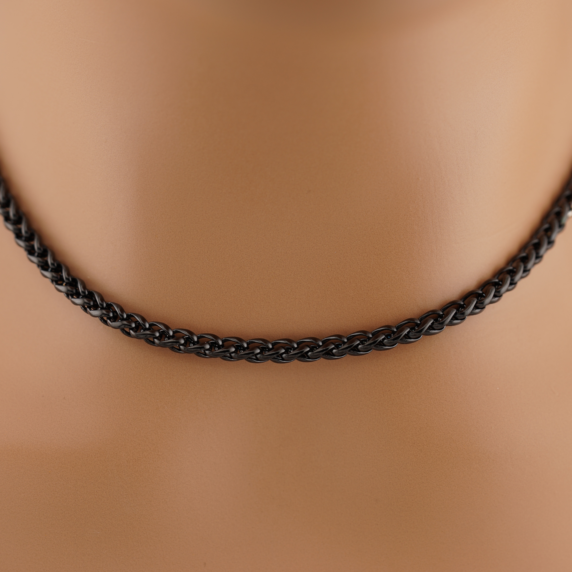 Black Wheat Chain Necklace 4mm – Captive Collars