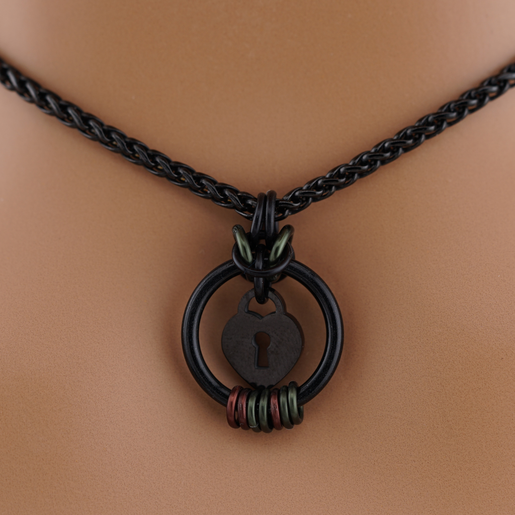 Custom Morse Code Black Stainless Steel O-Ring Day Collar with Heart ...