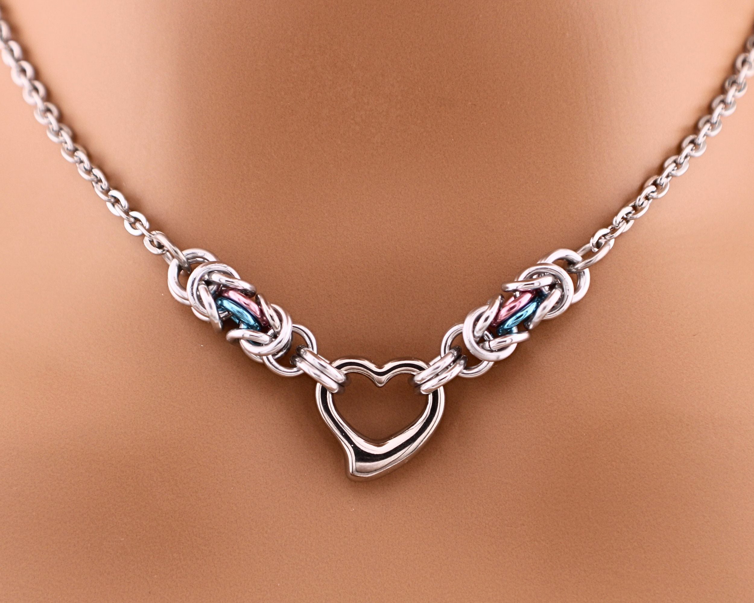 Transgender Heart Necklace – Captive Collars
