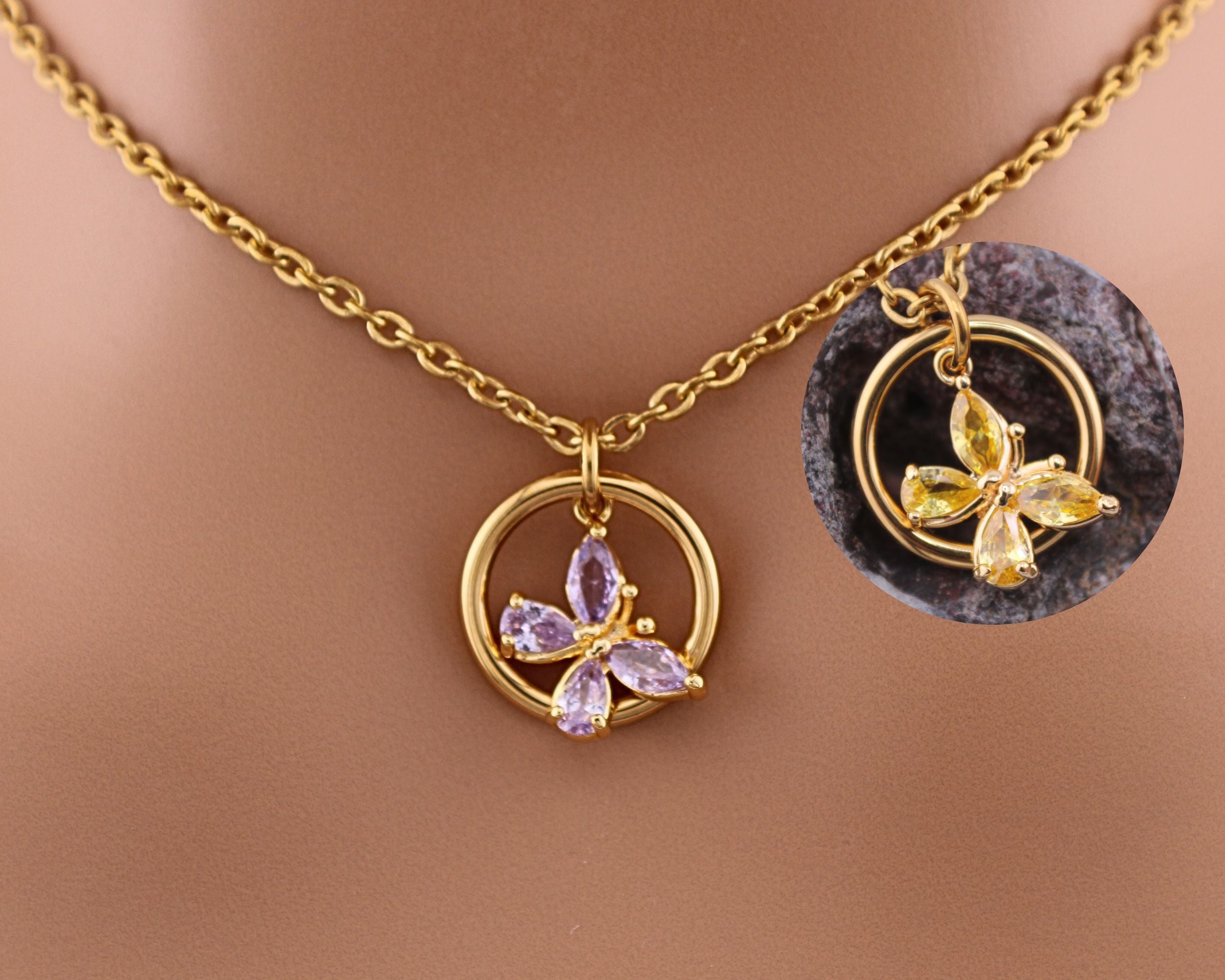 Butterfly Gem Necklace, Submissive Collars – Captive Collars