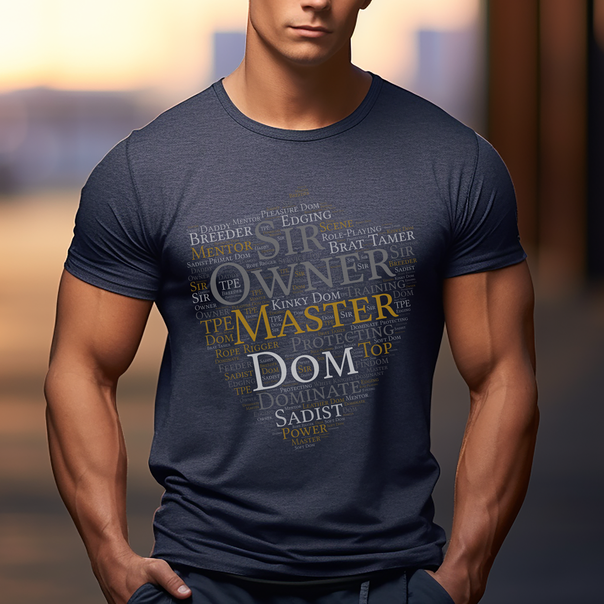 BDSM Master Dom Word Cloud Art Shield T-Shirt – Captive Collars