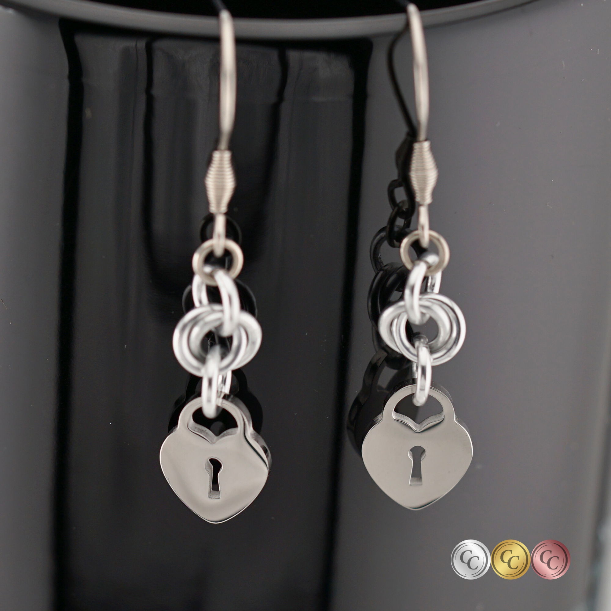 Heart Lock Earrings Lovers O Knot – Captive Collars
