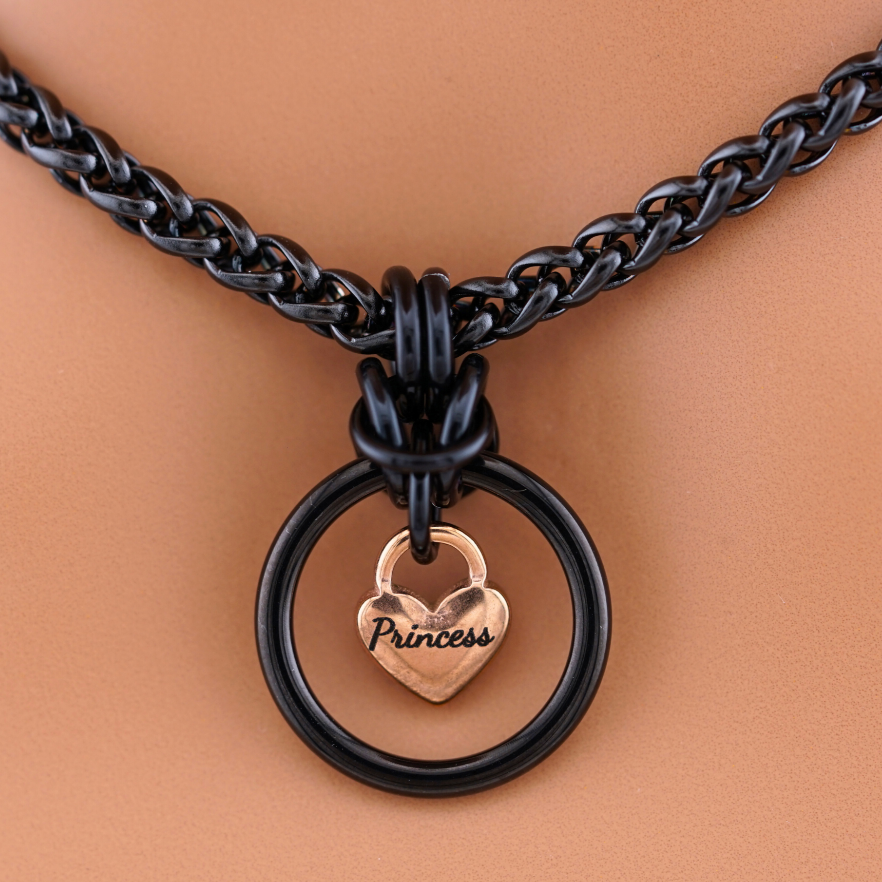 Personalized Engraved Submissive Black BDSM O Ring Collar – Captive Collars