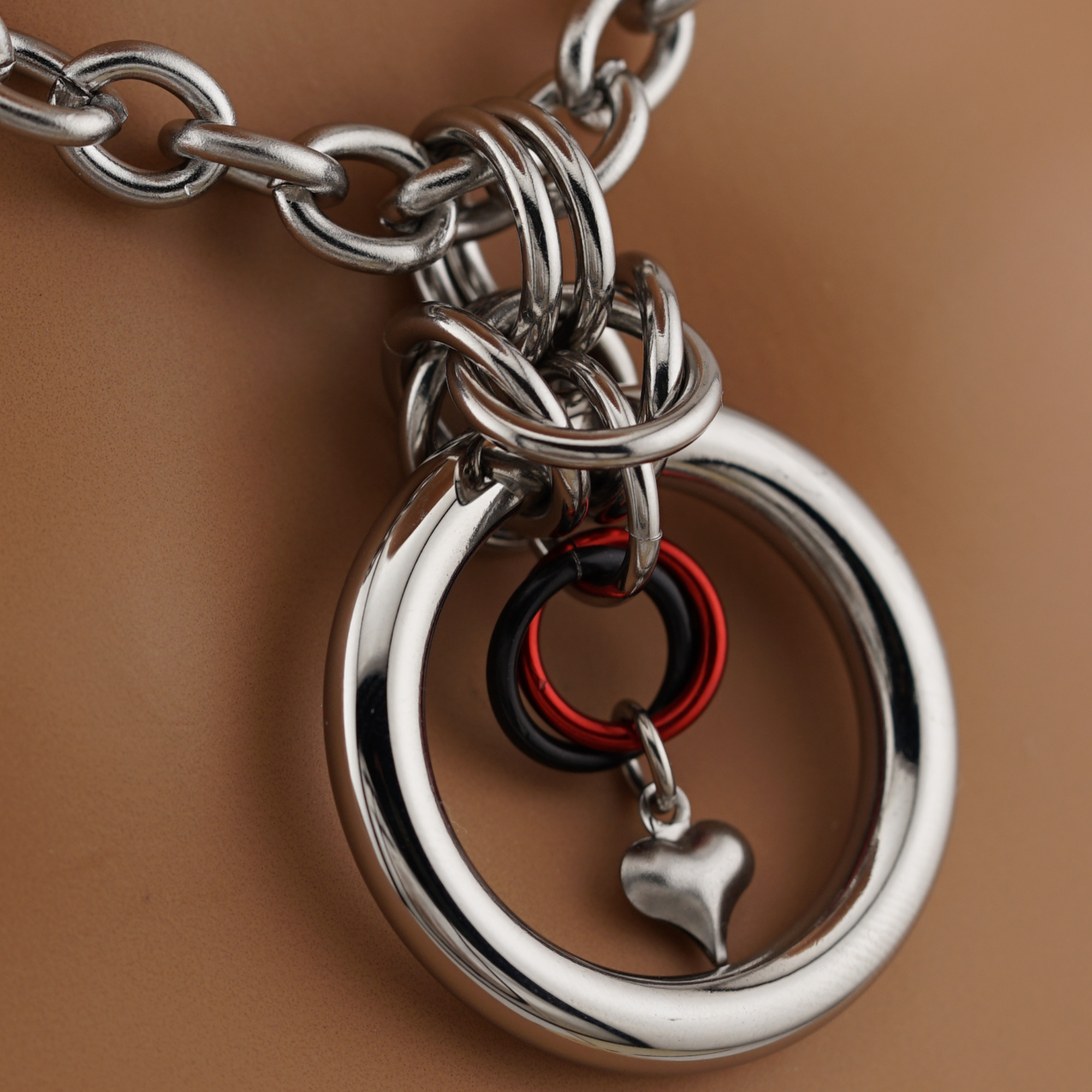 BDSM O-Ring Collar with Heart Accent | Stainless Steel Sub Collar ...