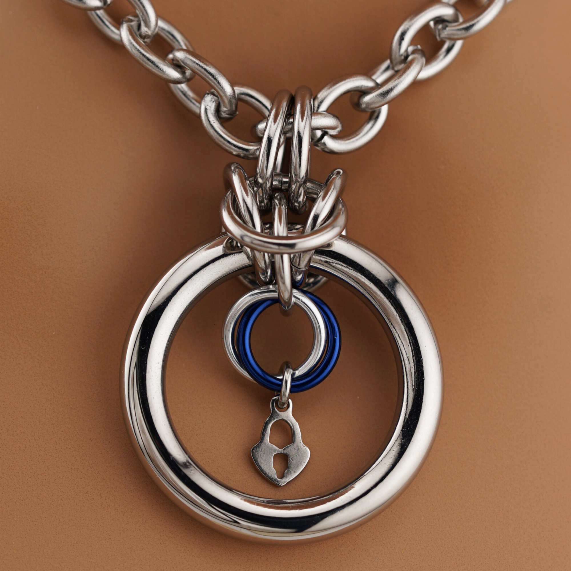 BDSM O-Ring Collar with Heart Lock | Stainless Steel Sub Collar ...