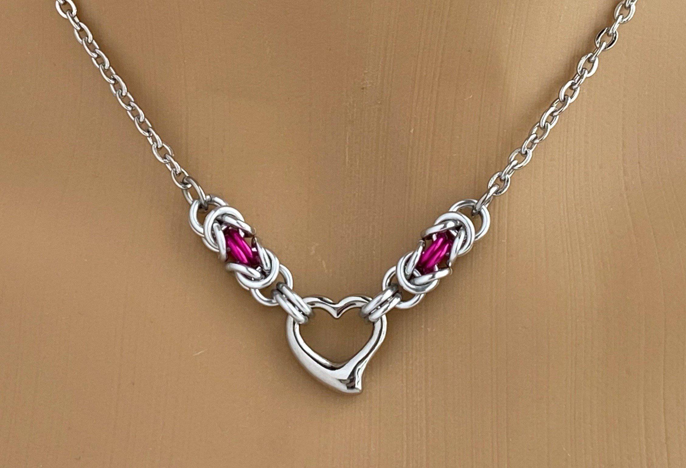 Chainmialle Heart Sub Collar, BDSM Necklace 24-7 Wear – Captive Collars
