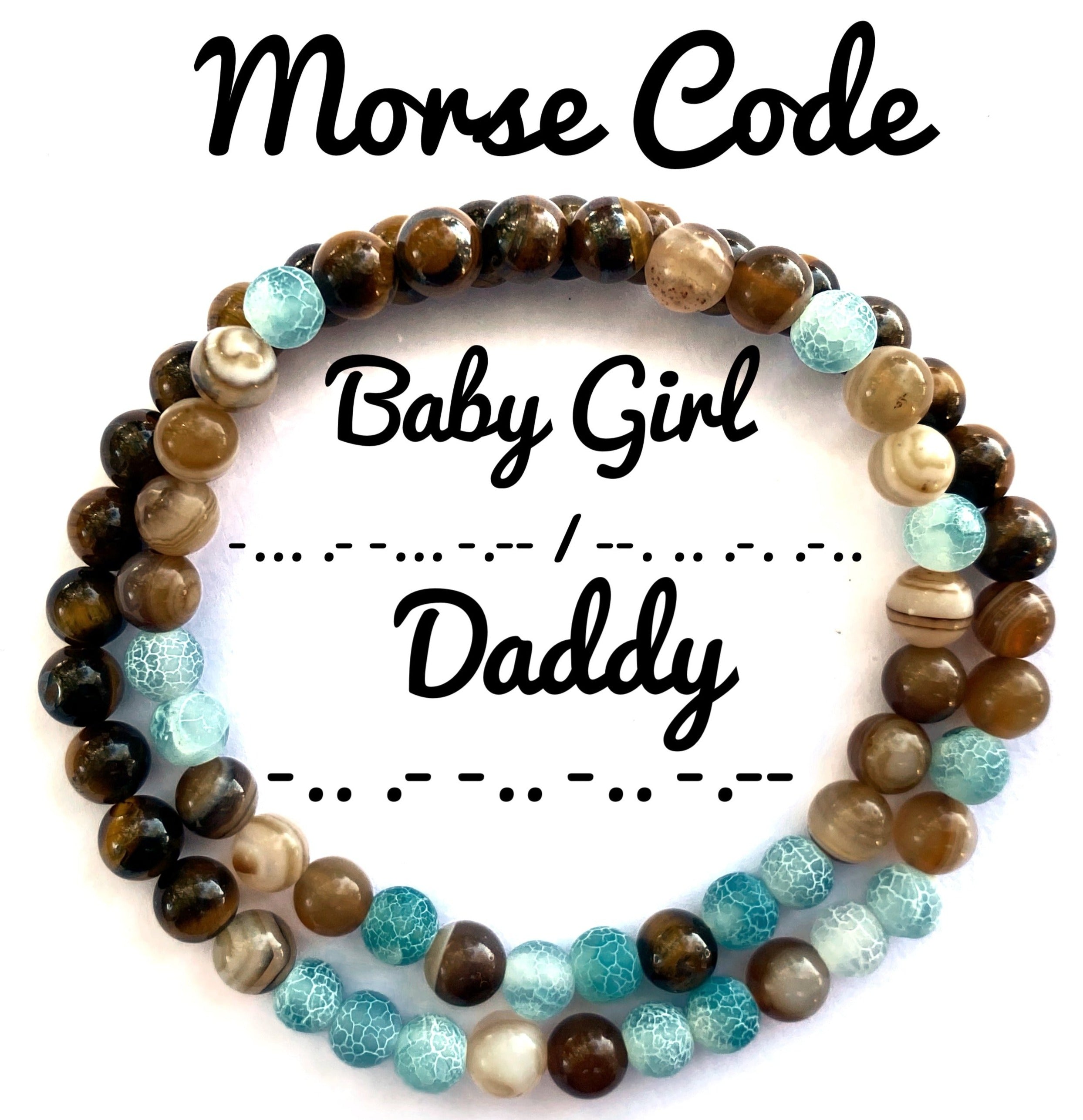 Morse Code Bracelet Set- Daddy, Daddys, Baby Girl – Captive Collars