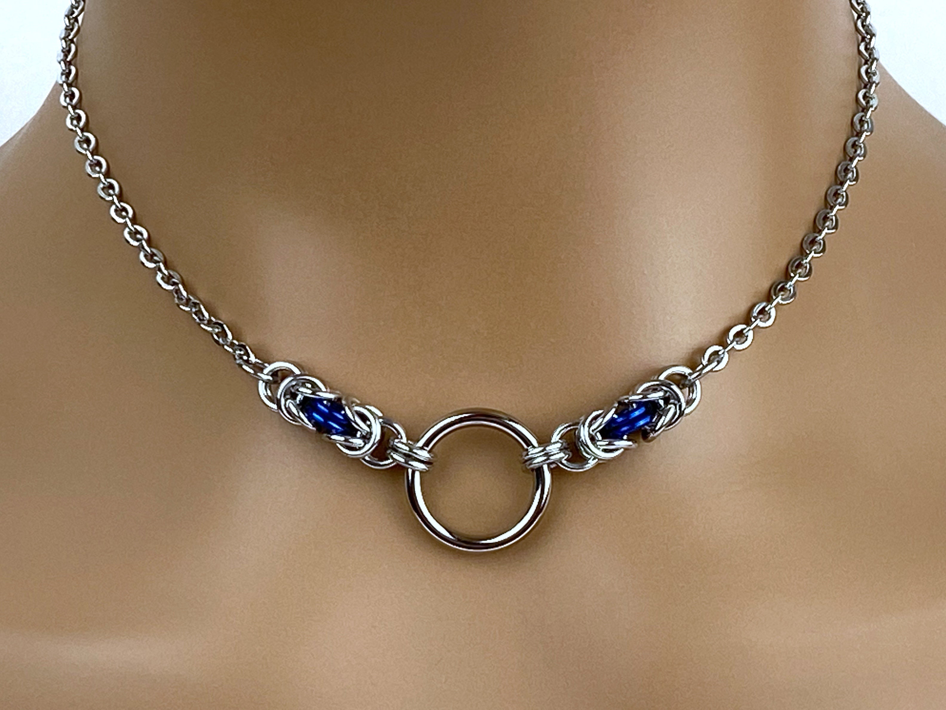 BDSM O Ring Submissive Collar, 24-7 Wear Chainmail – Captive Collars