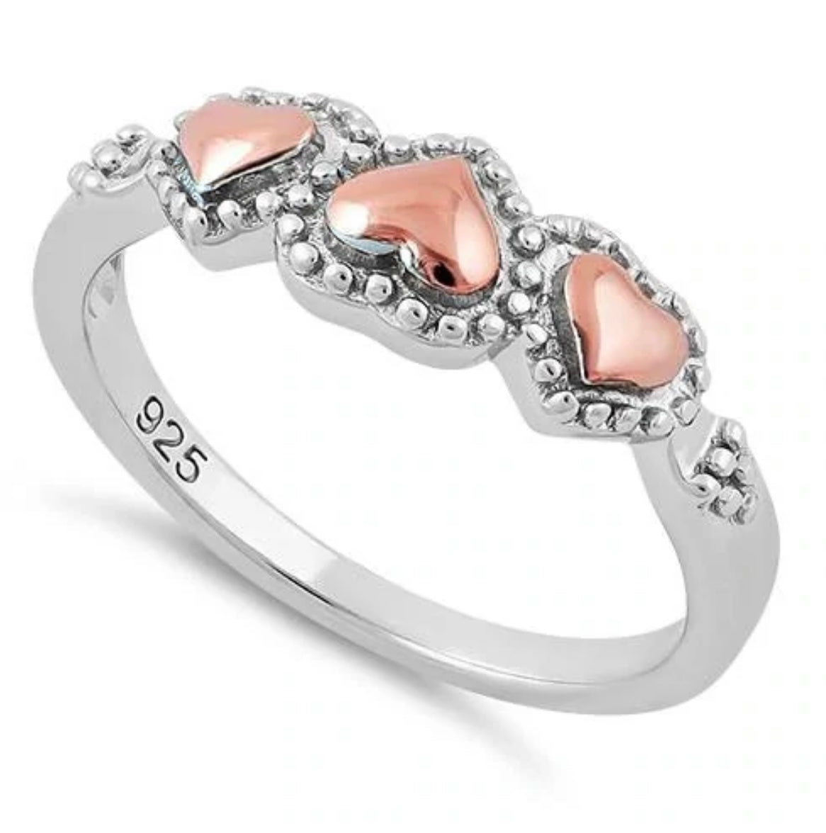 Sterling Silver Polyamory Triple Heart Ring – Captive Collars